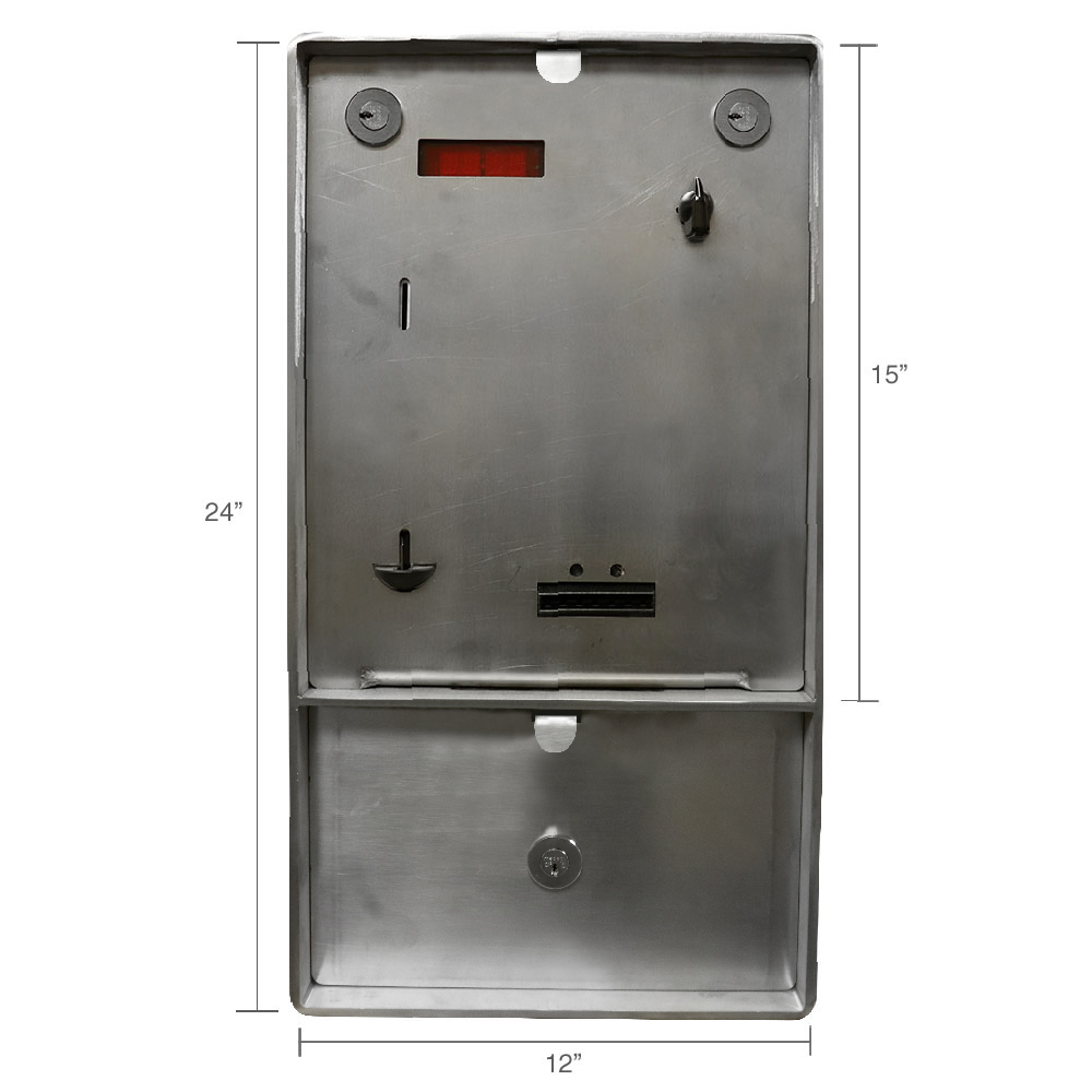 Bay Meter, Stainless, Accepts Coins, Tokens, Bills, Coin Drawer Style