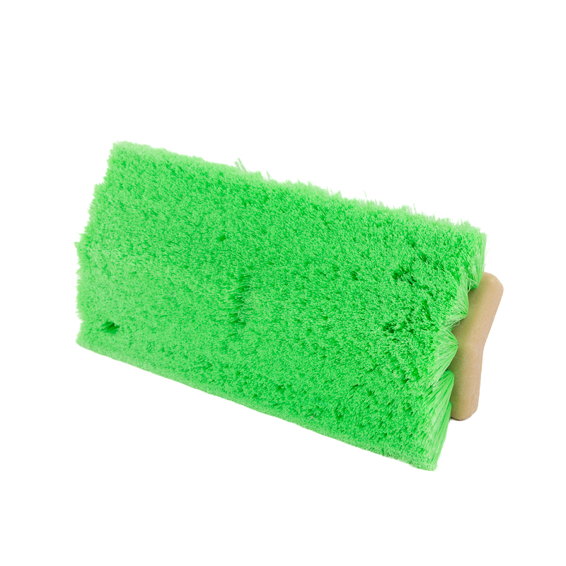 Brush, Bi-Level, 10IN Block, Green Polyester Bristles, Course Thread Inlet